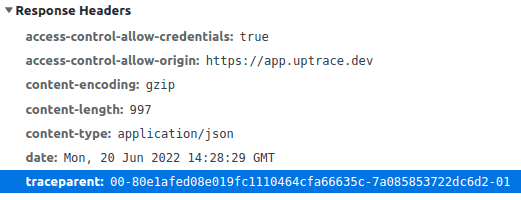 OpenTelemetry Traceparent HTTP Header [Go] | Uptrace